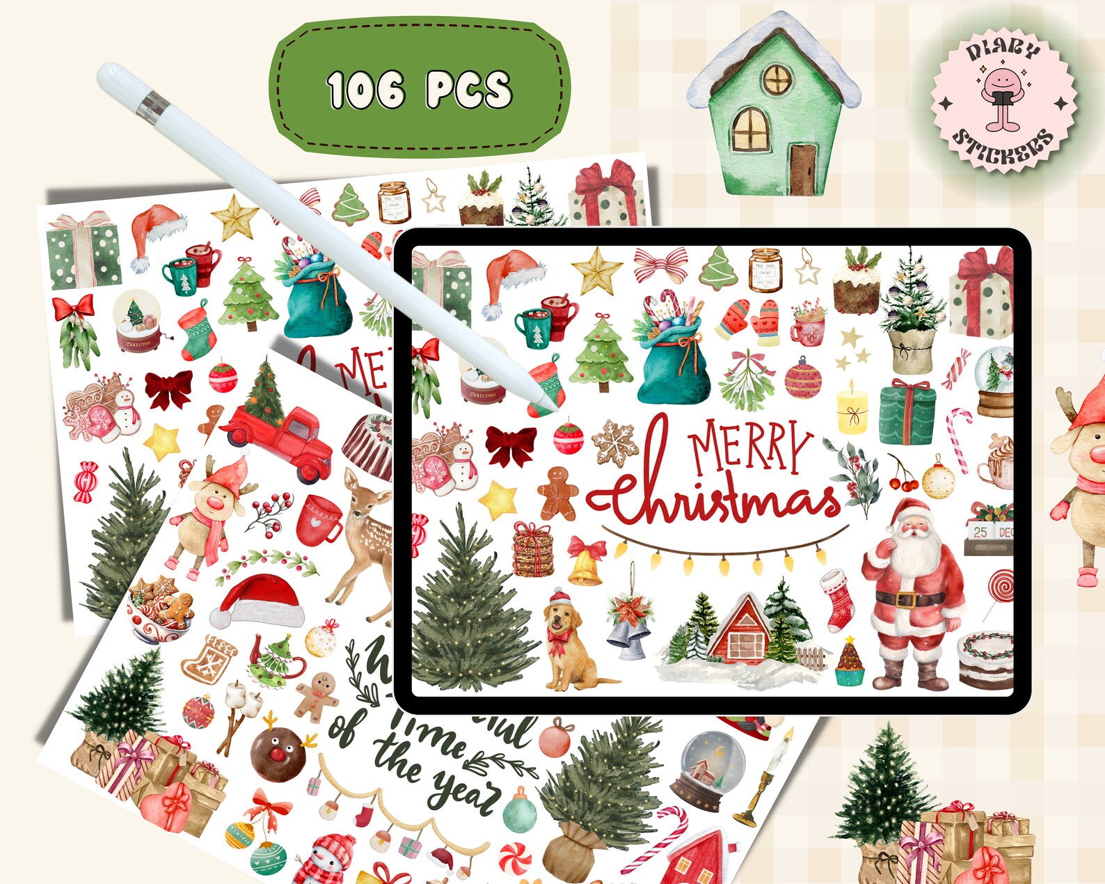 Christmas Digital Stickers, Christmas Stickers, Holiday Stickers ...