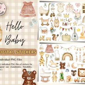 Hello Baby Digital Stickers, Digital Stickers for Planners, Newborn ...