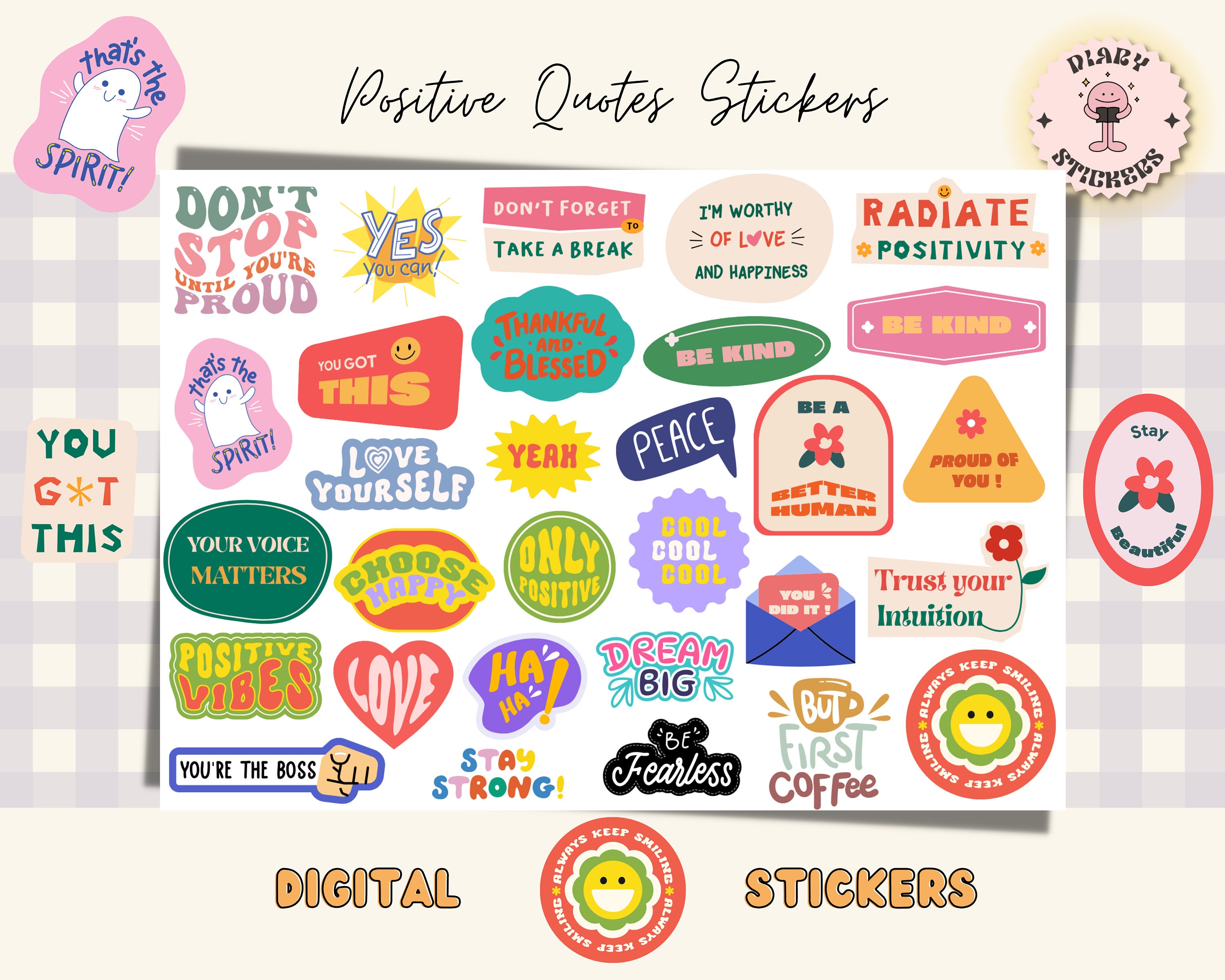 Positive Quotes Goodnotes Digital Planner Stickers, Affirmation ...