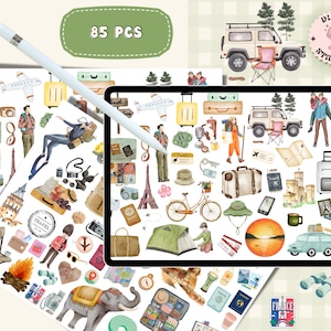 Travel Digital Stickers, Goodnotes Planner, Adventure Camp (PNG ...