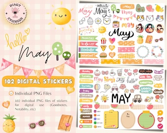Month of March Digital Stickers for Goodnotes, March Pre-cropped ...
