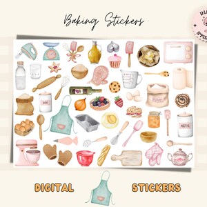 Baking Digital Stickers for Goodnotes, Kitchen Pre-cropped Digital ...