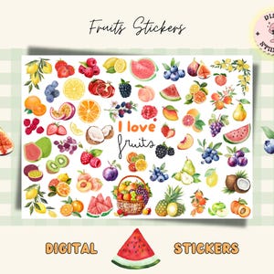 Fruits Digital Stickers for Goodnotes, Healthy Food Stickers, Veges ...