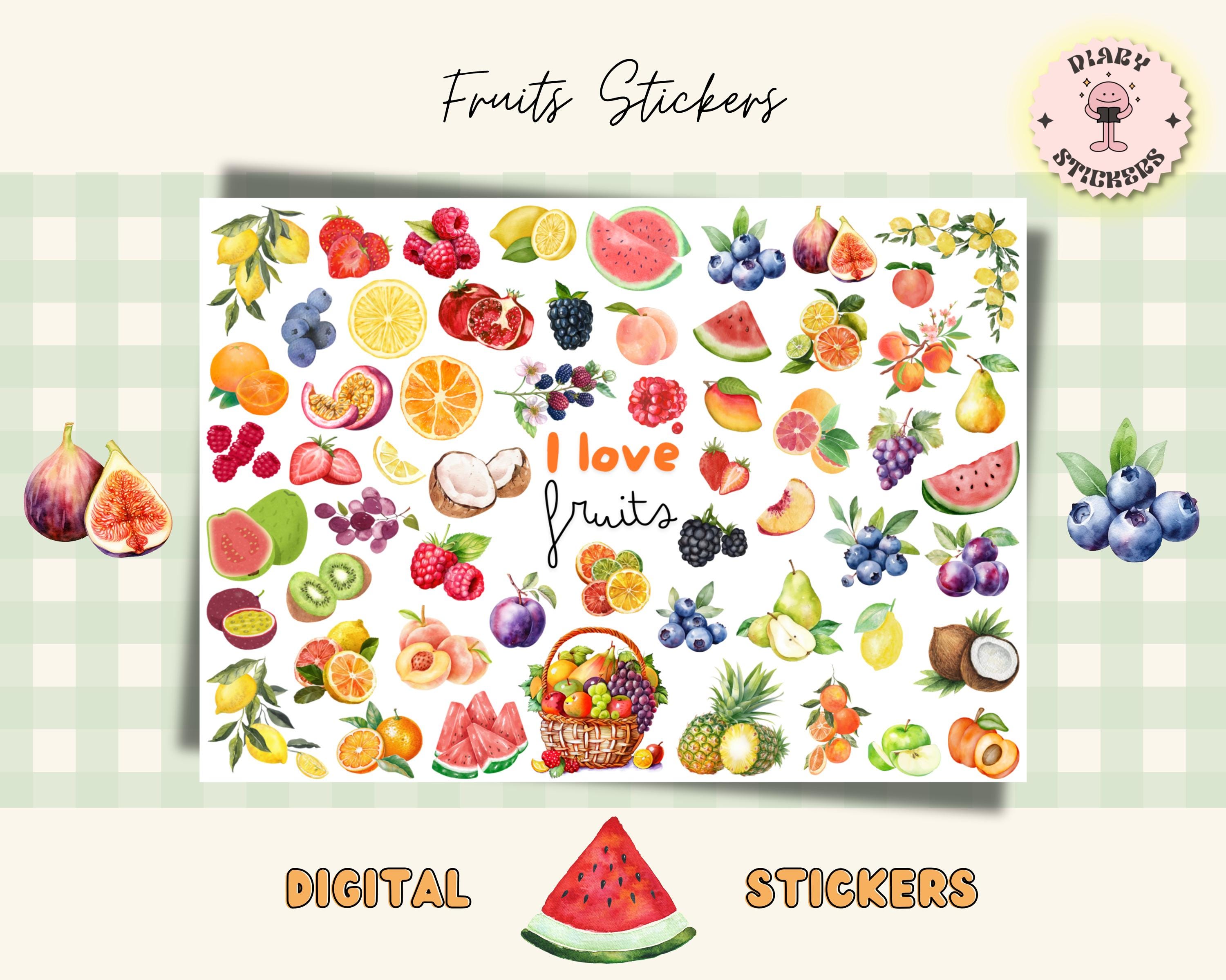 Fruits Digital Stickers for Goodnotes, Healthy Food Stickers, Veges ...