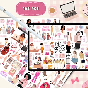 Girl Boss Digital Planner Stickers for Goodnotes (PNG, Goodnotes File ...