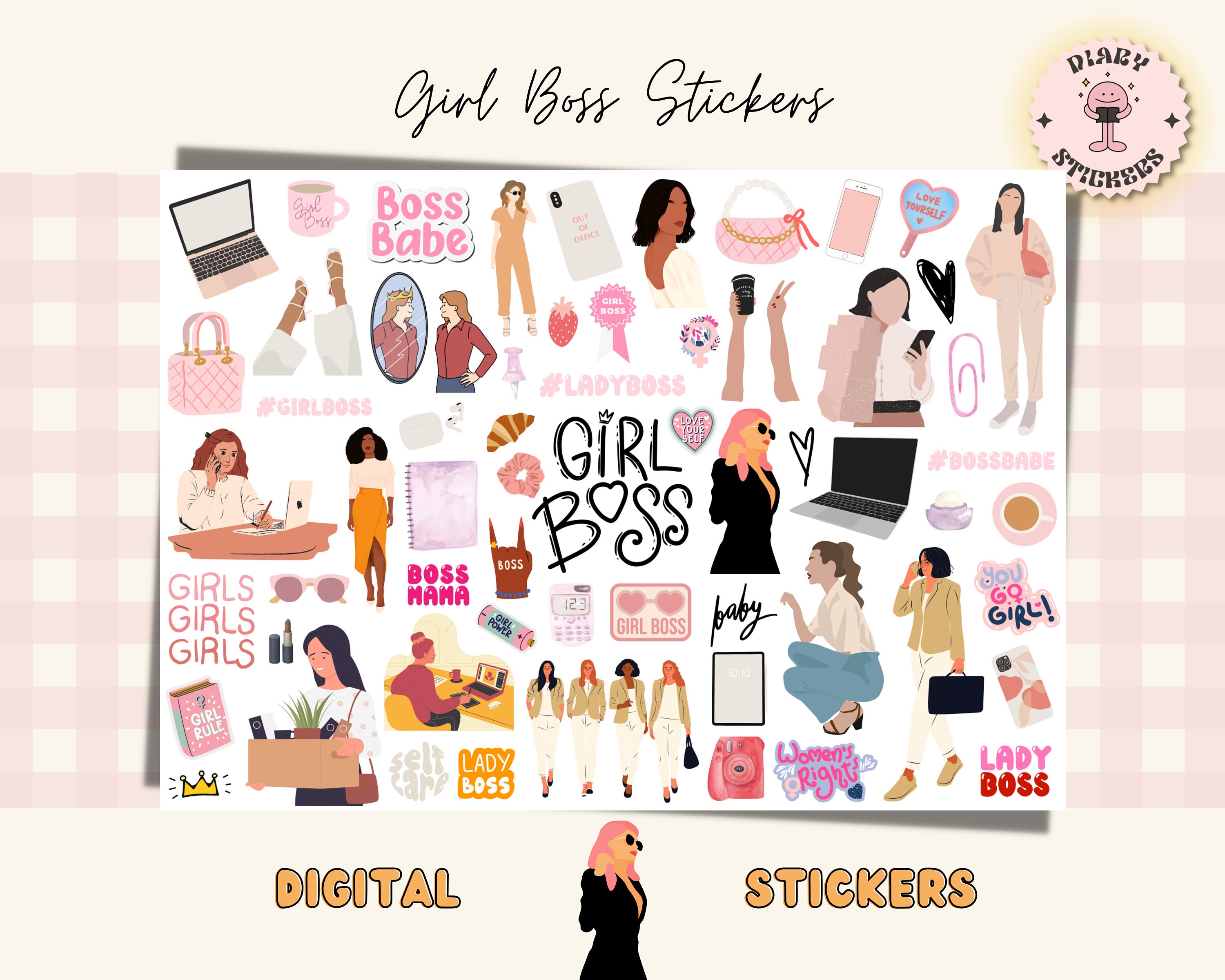 Girl Boss Digital Planner Stickers for Goodnotes (PNG, Goodnotes File ...