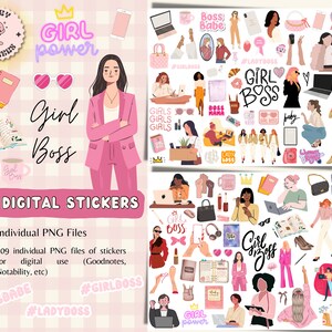 Girl Boss Digital Planner Stickers for Goodnotes (PNG, Goodnotes File ...