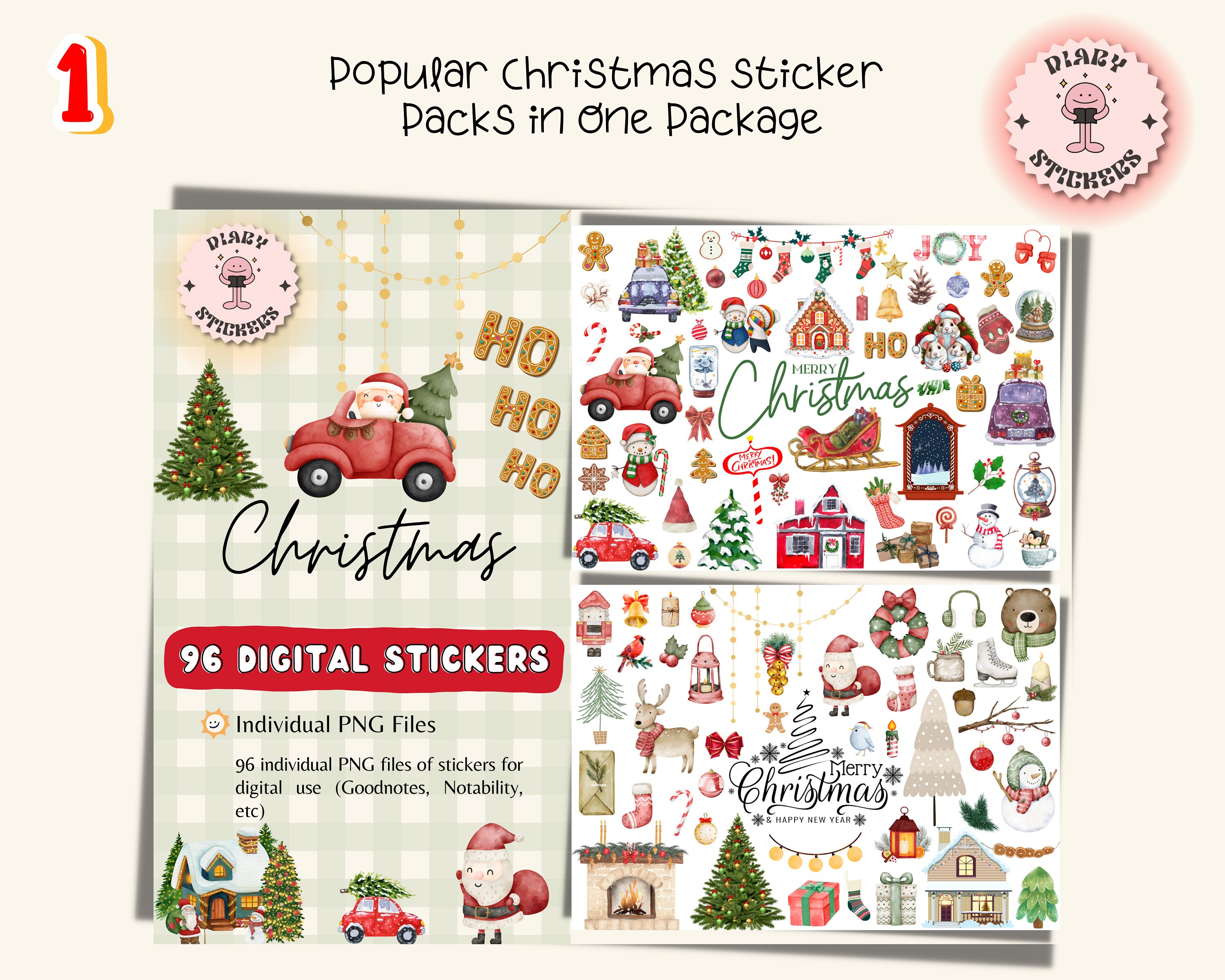 Ultimate Christmas Digital Stickers, Christmas Stickers, Holiday ...