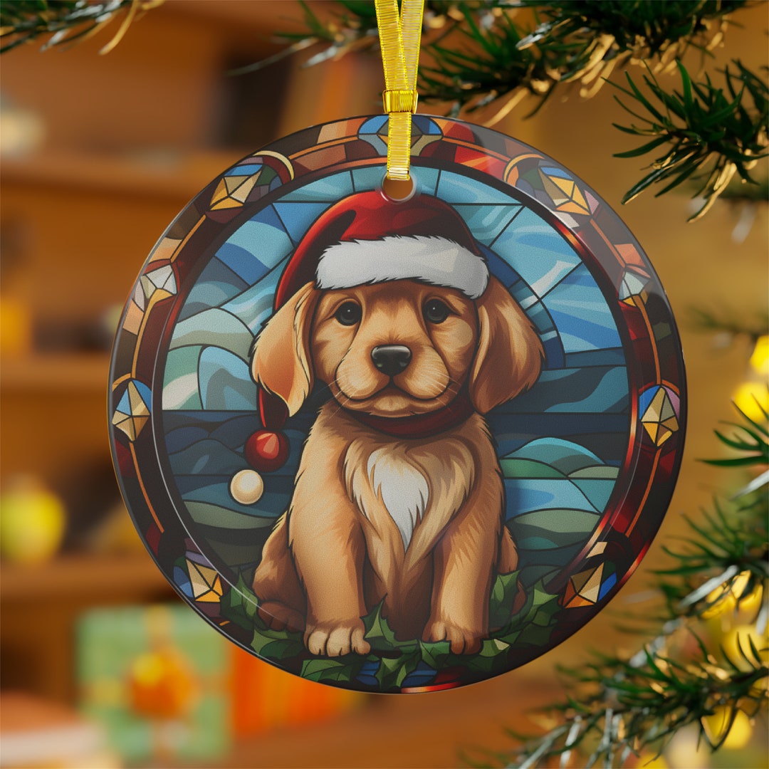 Lab Puppy Christmas Ornament, Lab Puppy First Christmas Ornament, Glass ...