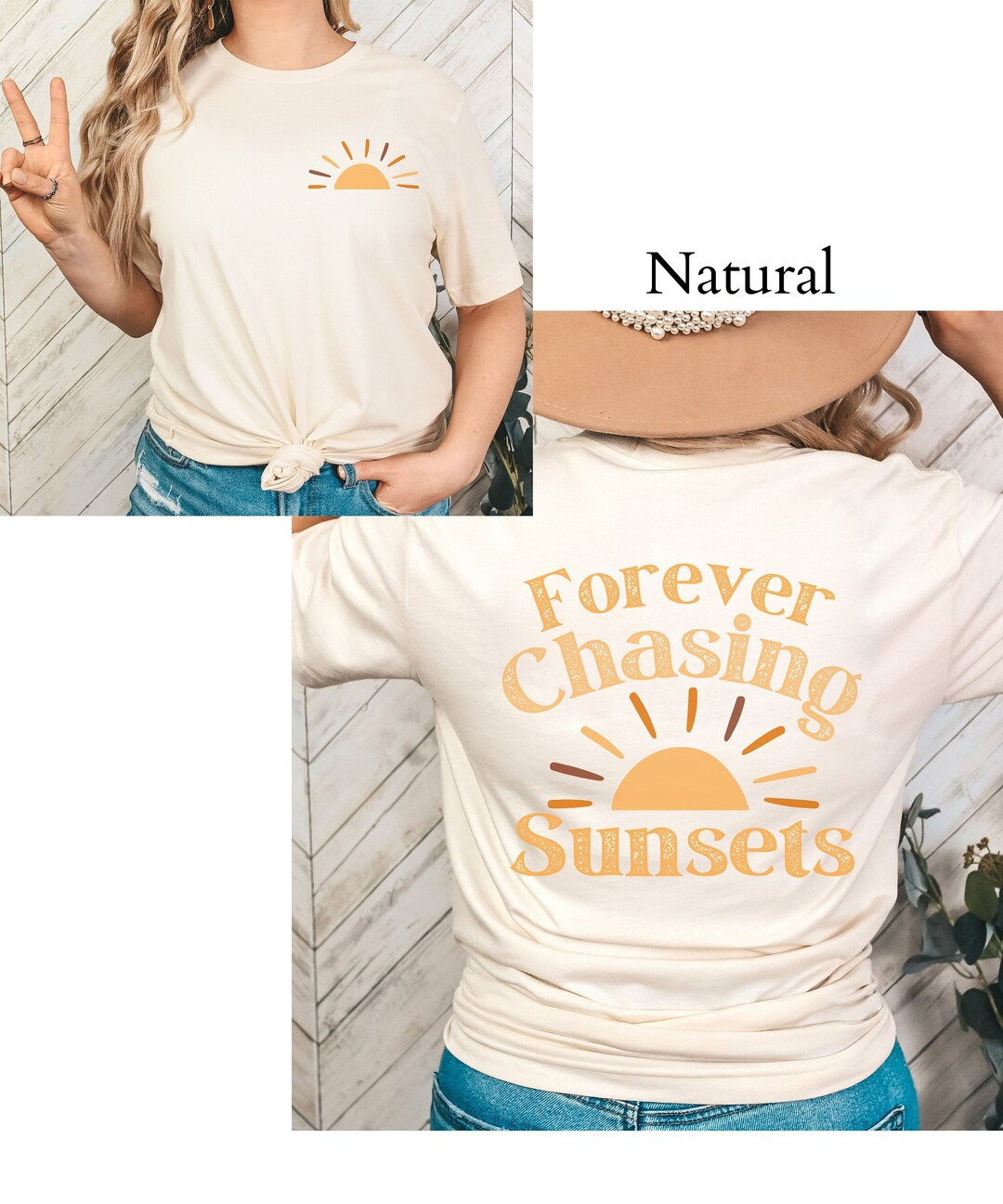 Retro Sunset T-shirt, Front and Back Design, Palm Tree Sunset T Shirt ...