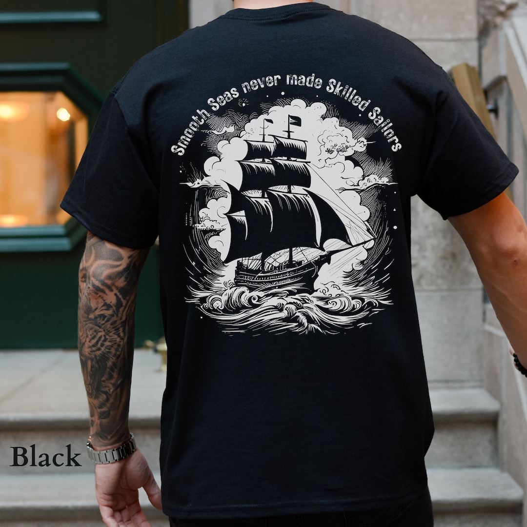 Sailor Graphic T-shirt Pirate Ship Graphic Tshirt Ocean Waves Pirate ...