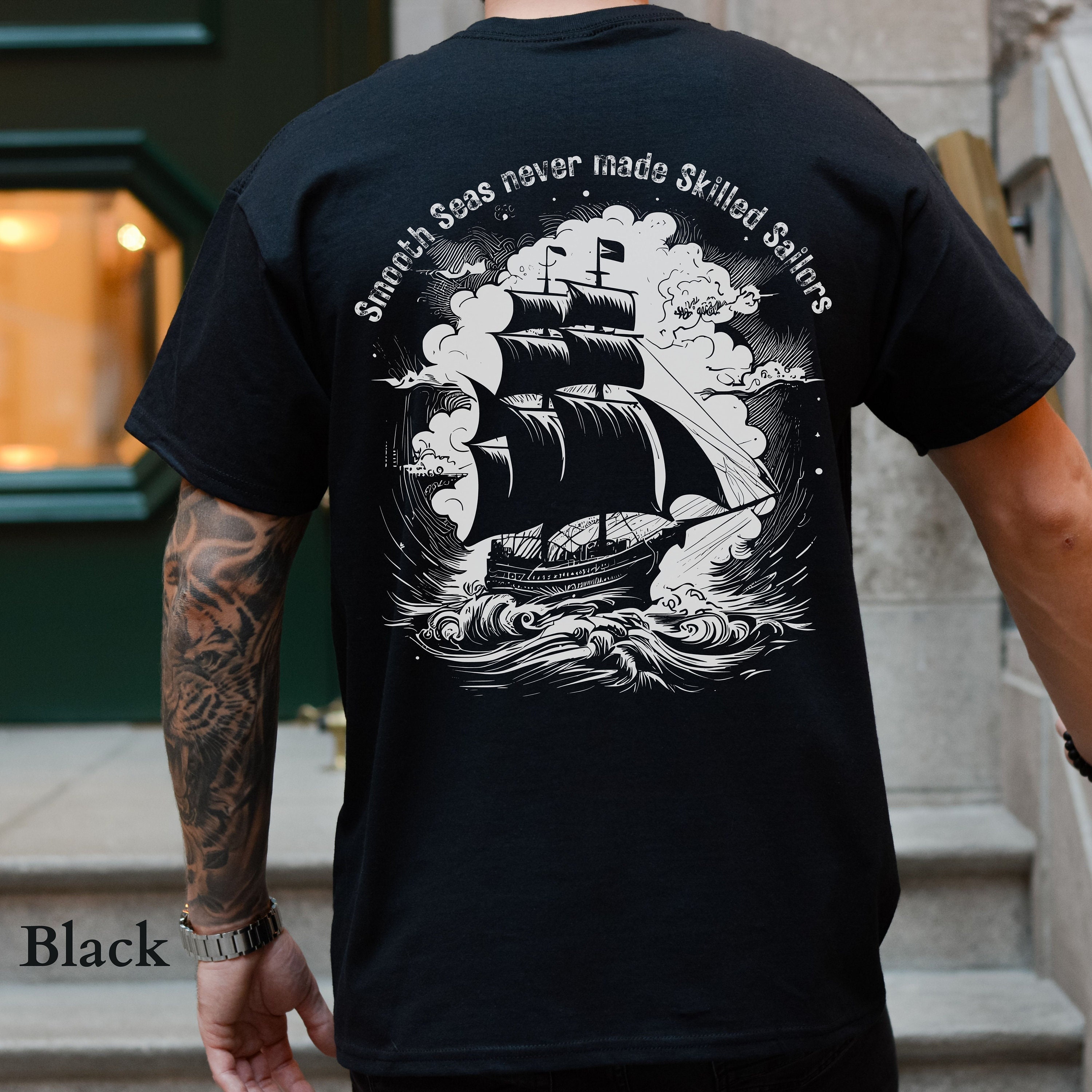Sailor Graphic T-shirt Pirate Ship Graphic Tshirt Ocean Waves Pirate ...