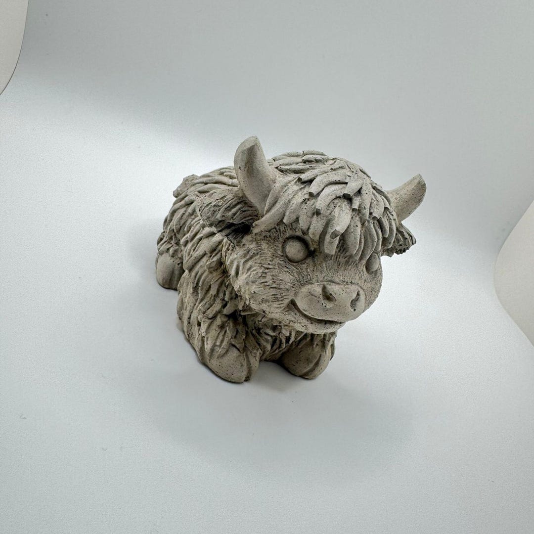 Handmade Concrete Highland Cow |rustic Shelf Ornament | Minimalist ...