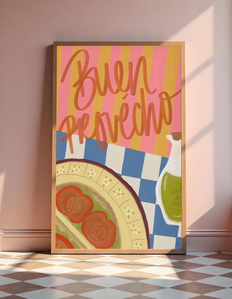 Buen Provecho | Spanish Breakfast | Avocado Toast | Wall Art | Kitchen Decor | Dining Room ...