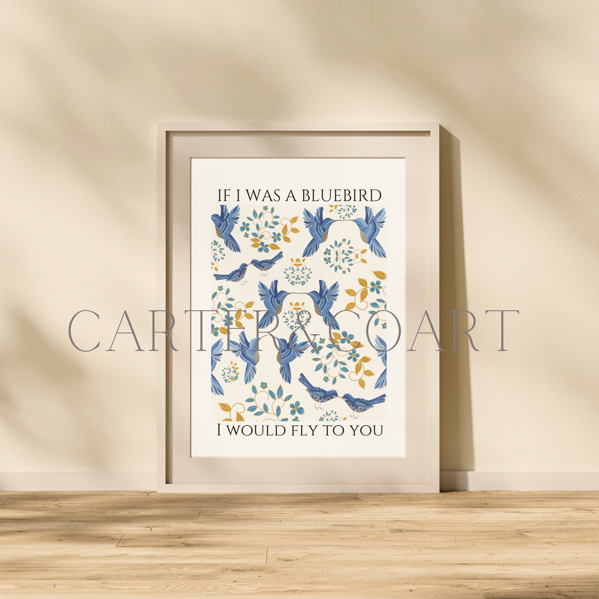 Blue Bird Print Digital Print - Etsy