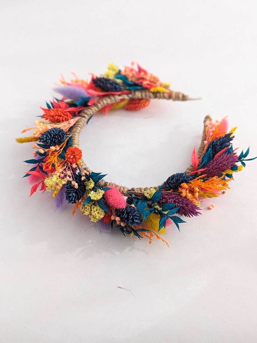 Rainbow Colourful Flower Crown Dried Wild Flower Crown Boho Flower ...