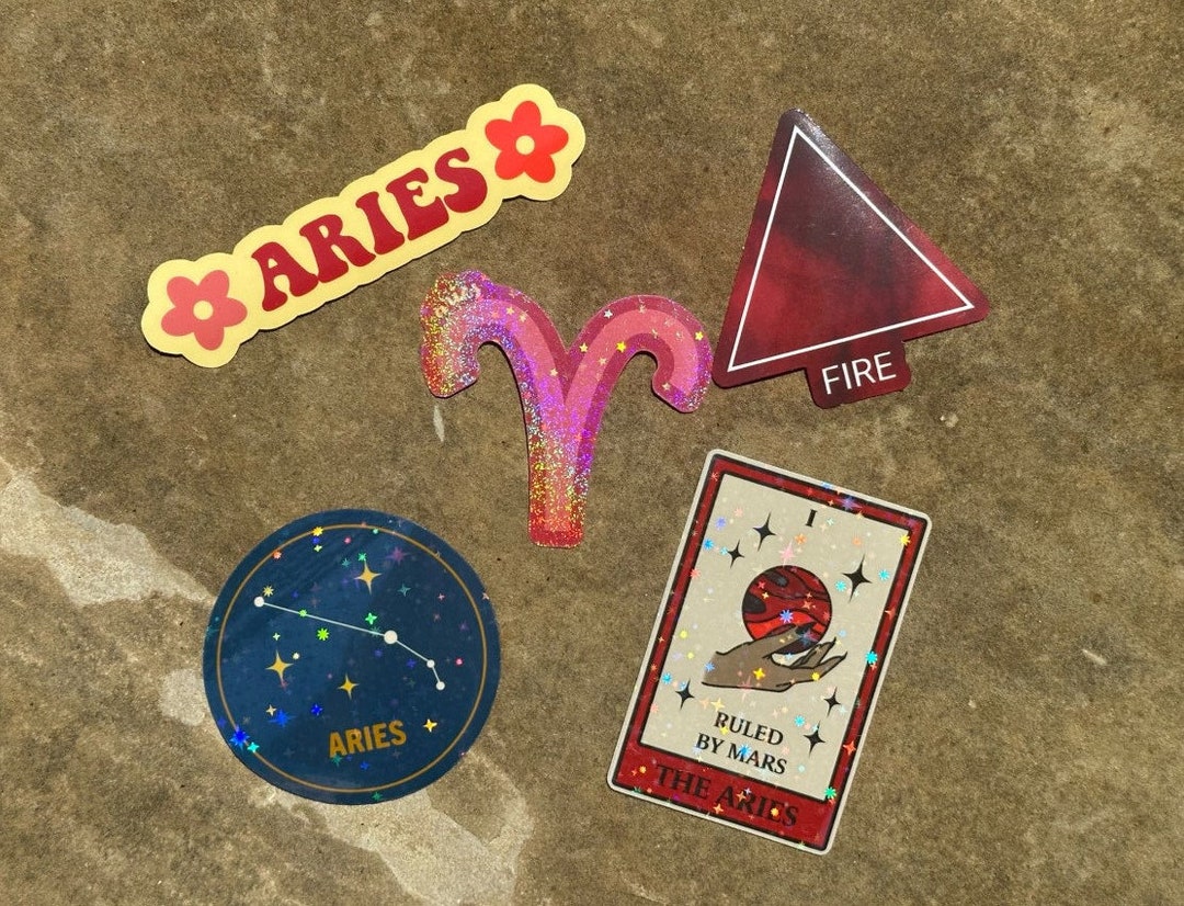 Aries Sticker Pack Aries Stickers Zodiac Stickers Fire Sign Stickers - Etsy
