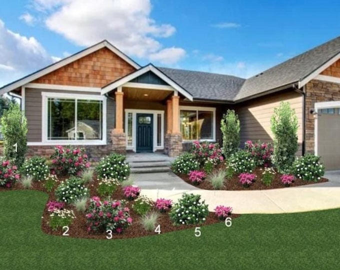 Premade Landscape Design 'simple & Sweet' for Full or Part Sun in Zones ...