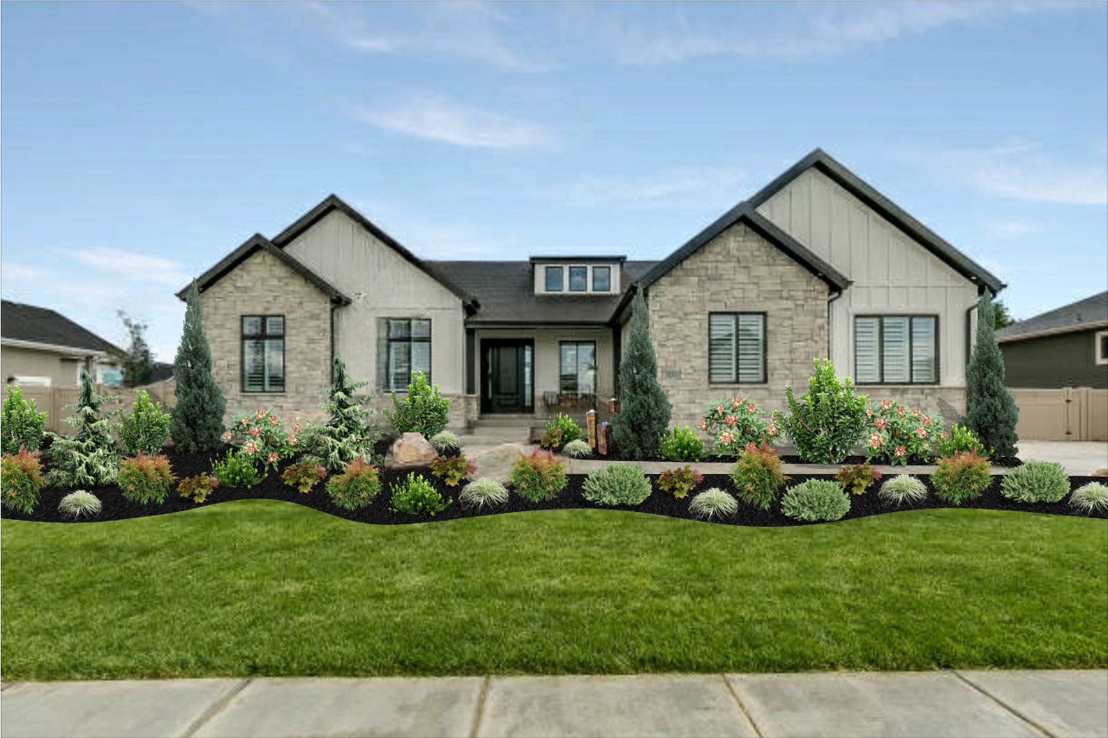 Premade Landscape Design and Plant List 'evergreen Elegance' Full Sun ...