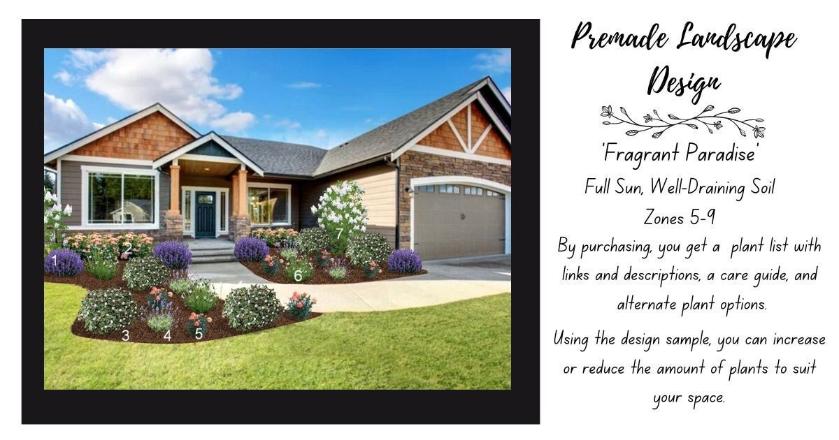 Premade Landscape Design and Plant List 'fragrant Paradise' Full Sun ...