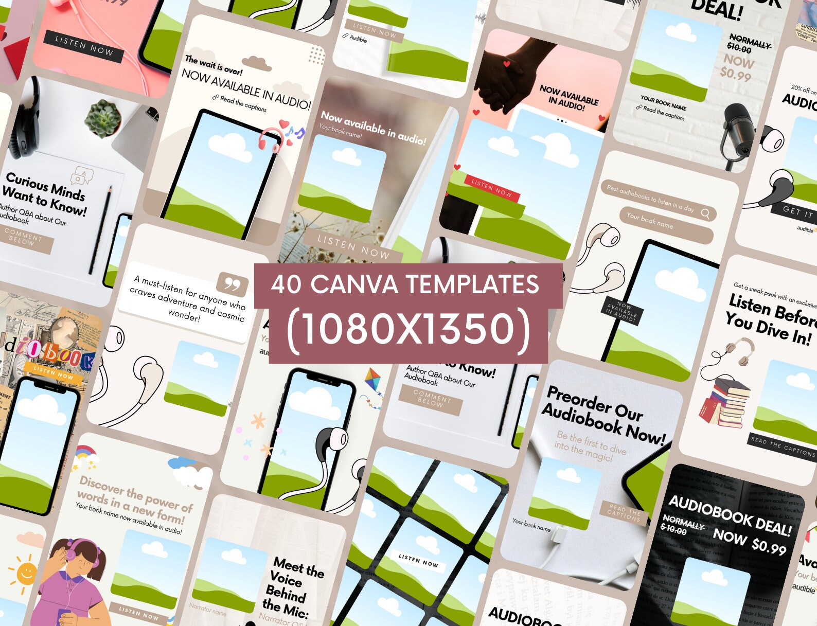 Promote Your Audiobook on Social Media | Posts for Authors: 120 Canva ...