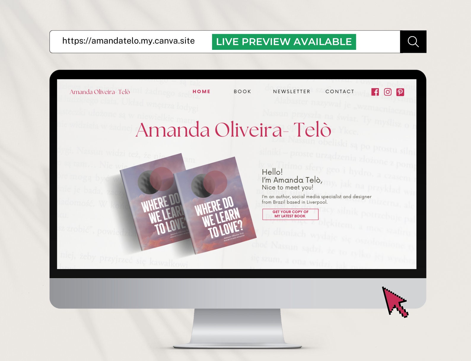 One-page Website Canva Template for Authors, Small Businesses, and ...