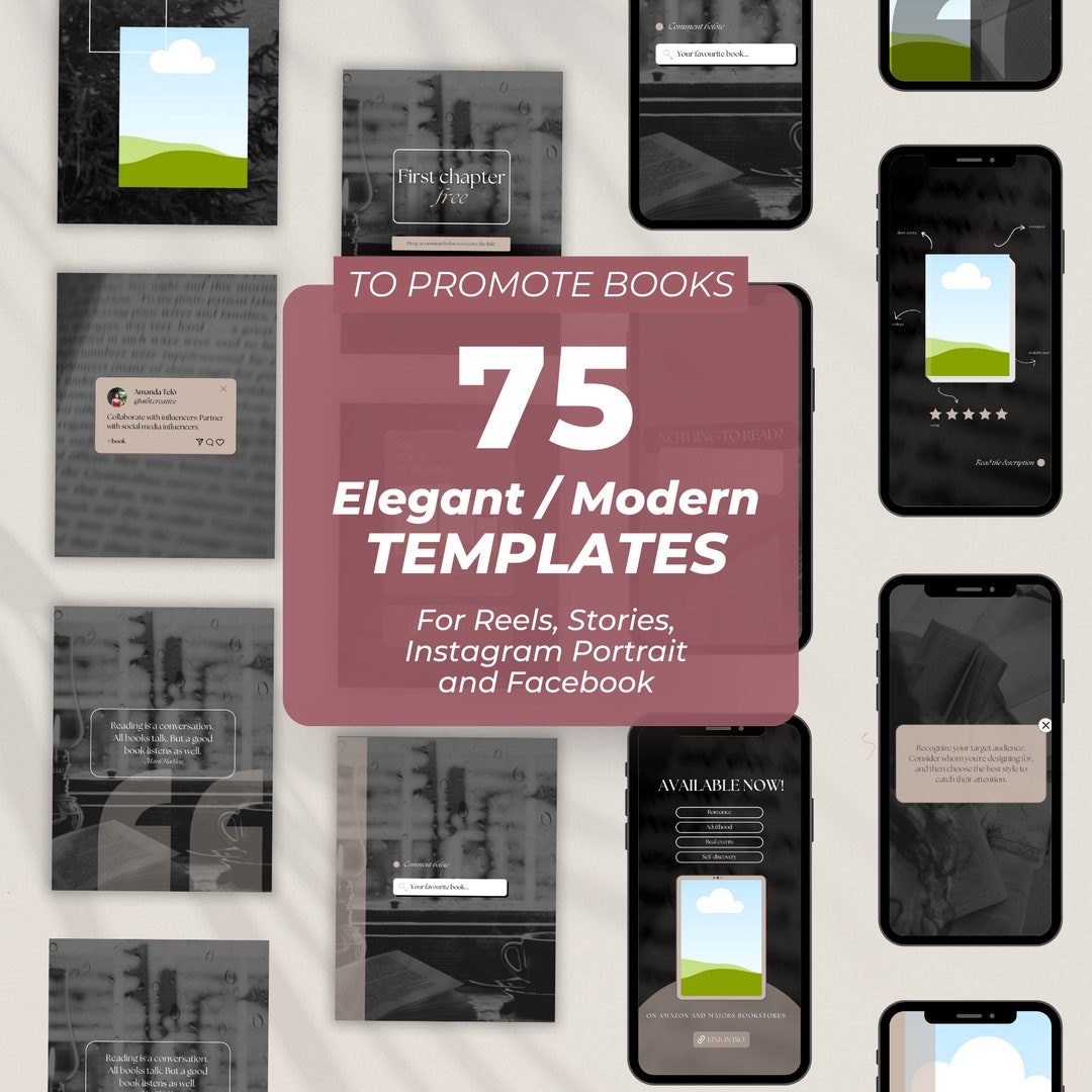 Book Promotion Canva Templates Bundle | 75 Designs for Reels, Stories ...