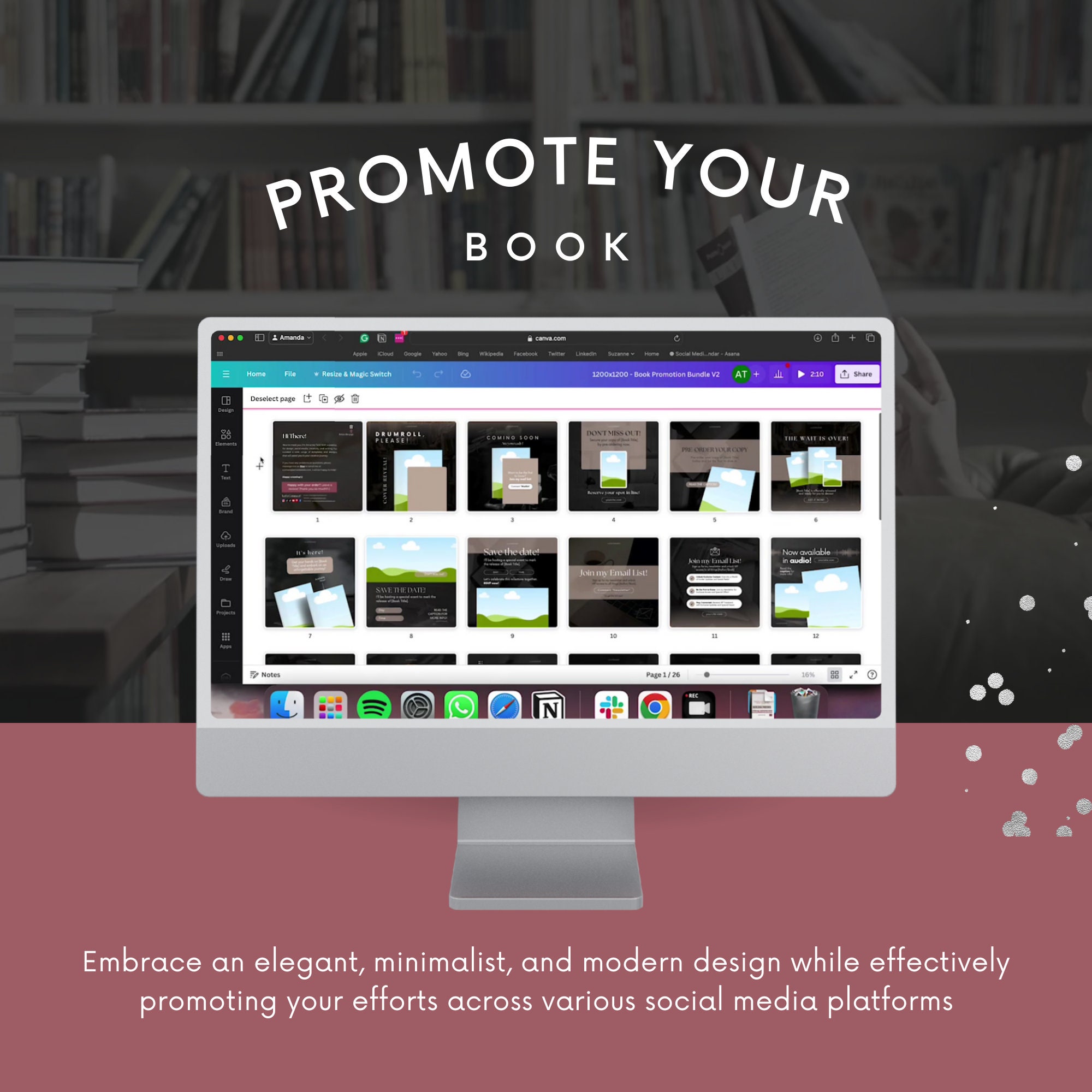 Social Media Book Promotion Canva Template Bundle | 75+ Designs for ...
