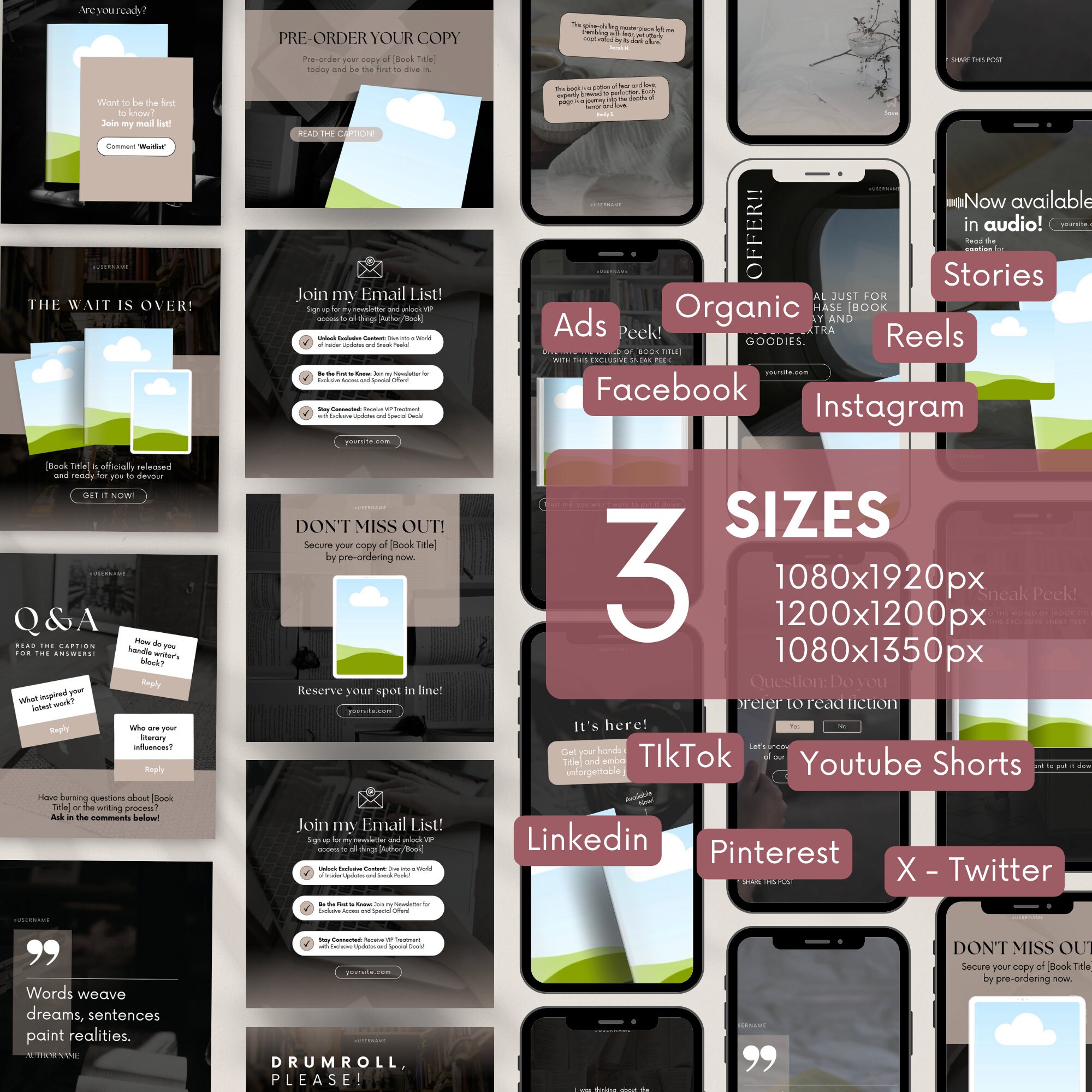 Social Media Book Promotion Canva Template Bundle | 75+ Designs for ...