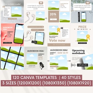 Promote Your Audiobook on Social Media | Posts for Authors: 120 Canva ...