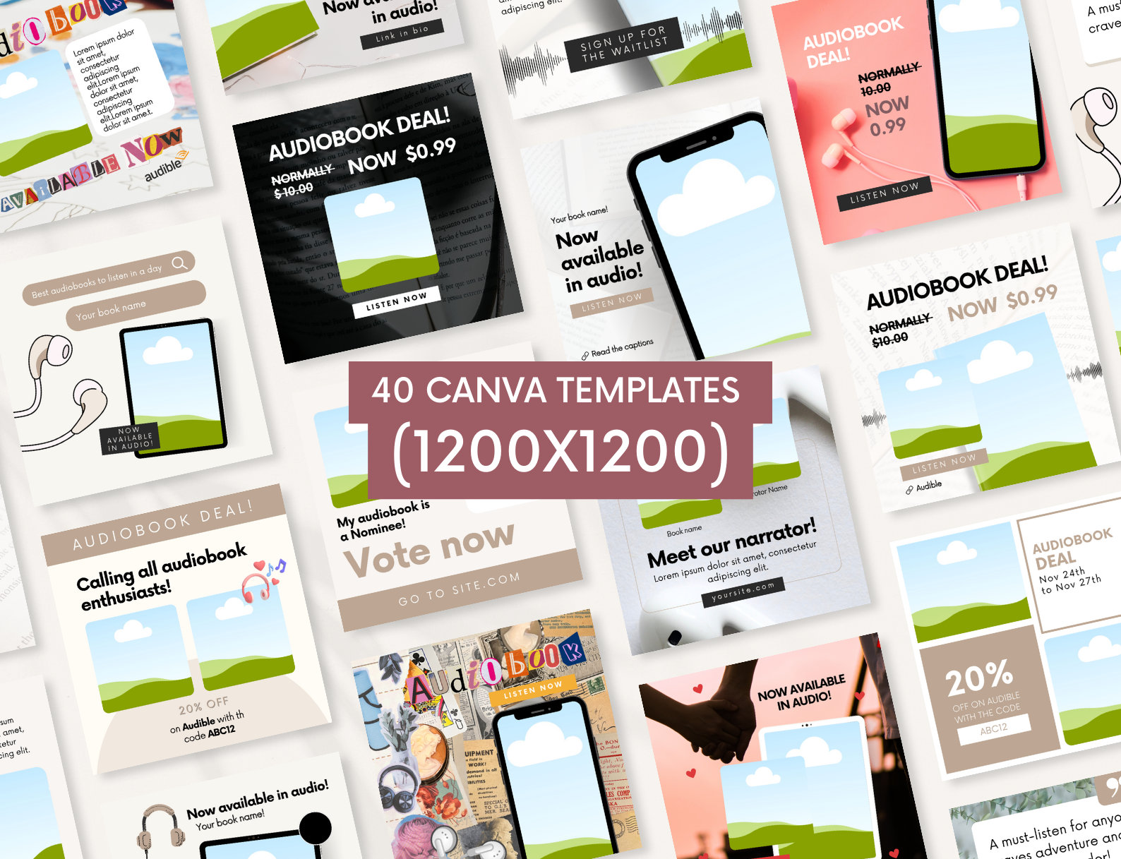 Promote Your Audiobook on Social Media | Posts for Authors: 120 Canva ...