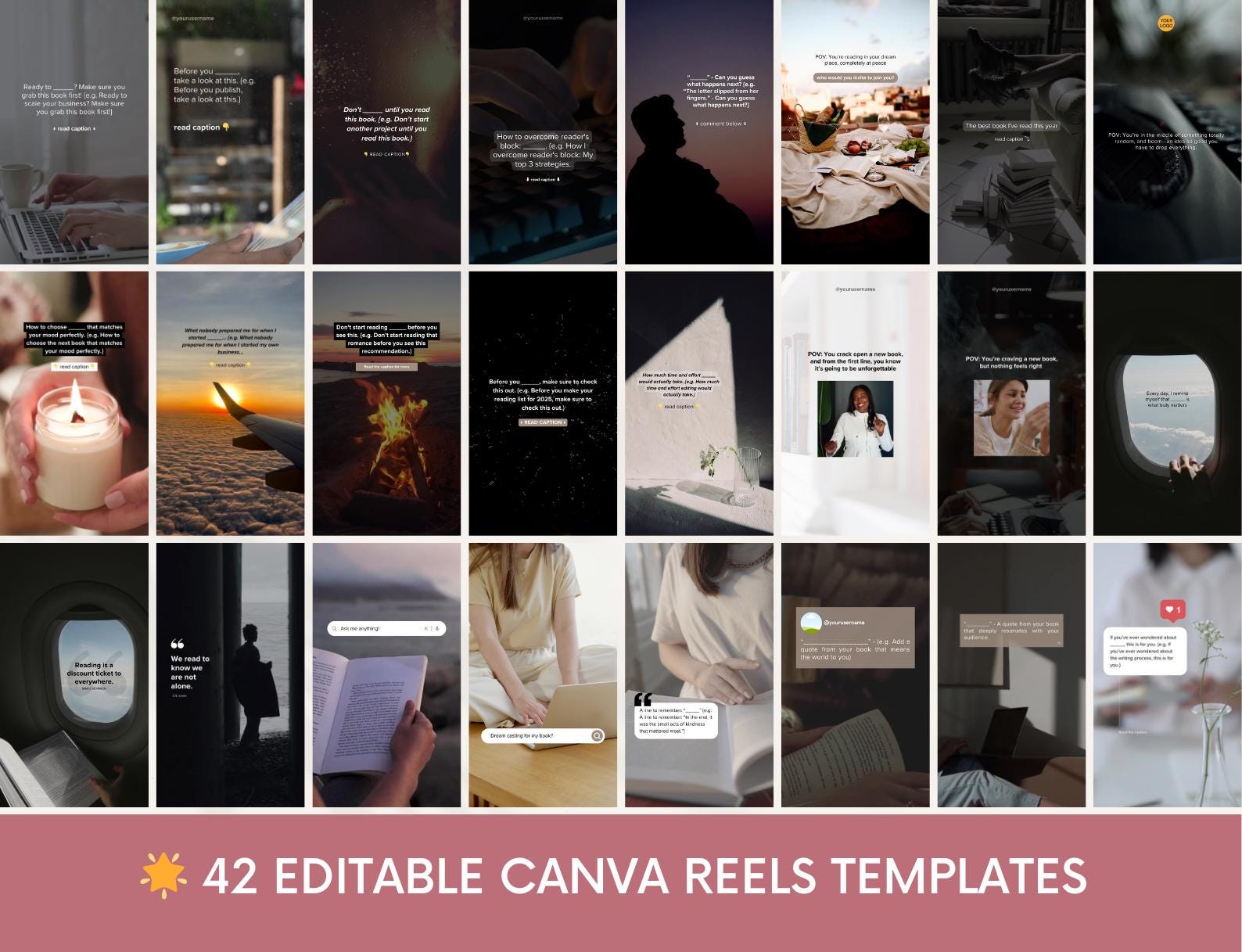 Text-on-screen Faceless Reel Templates for Authors, Businesses ...