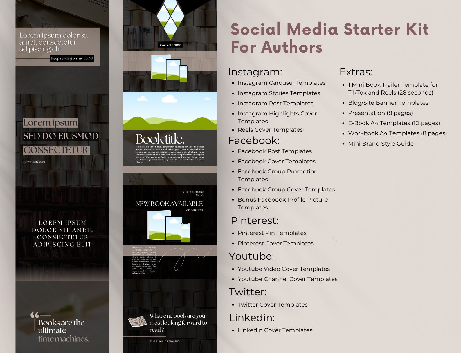 All-in-one Author Social Media Book Promotion Bundle: 150 Canva ...