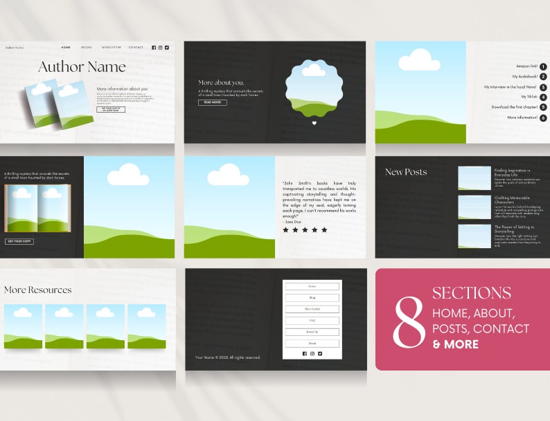 One-page Website Canva Template for Authors, Small Businesses, and ...