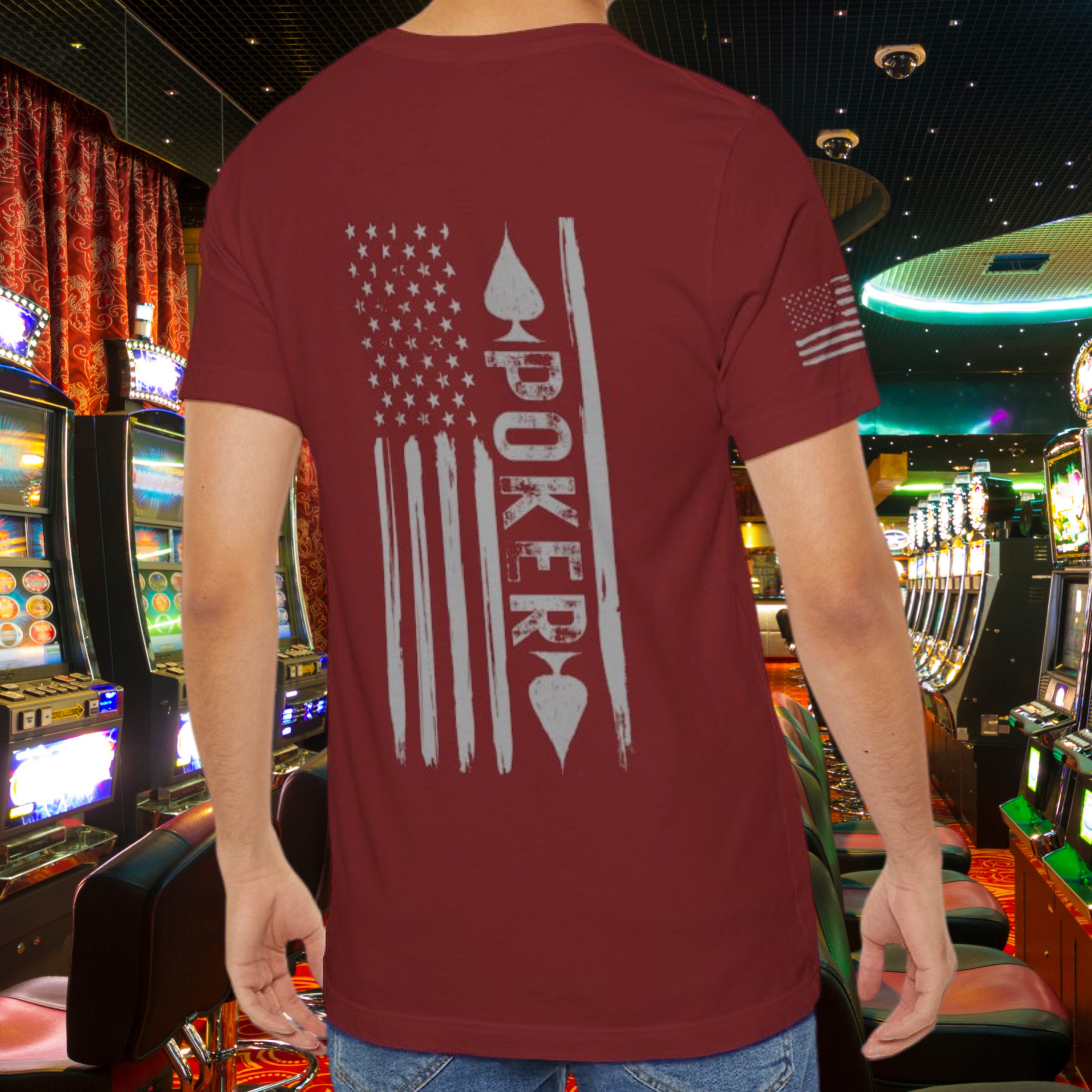 Patriotic American Flag Poker Shirt Texas Hold Em Gift for Poker Player ...