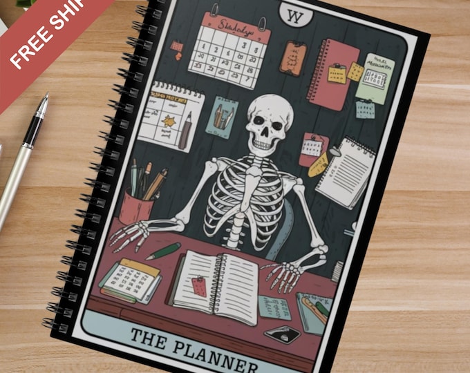The Overthinker Tarot Card Skeleton Spiral Notebook, Funny Sarcastic ...