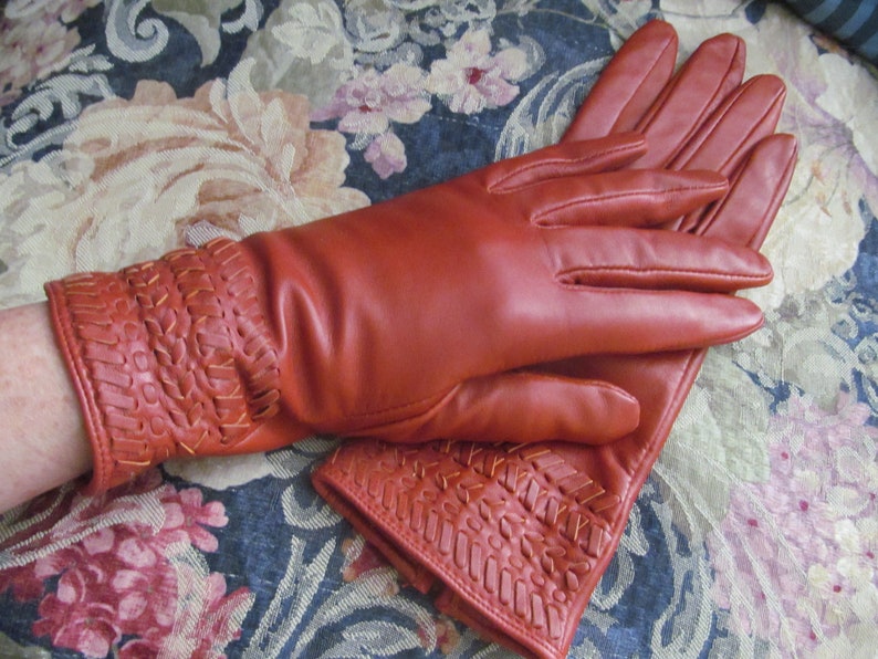 Vintage Orange Anne Klein Leather Gloves - Etsy