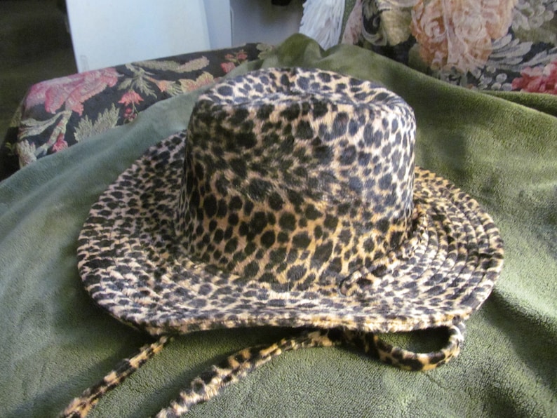 Vintage Plush Leopard Print Cowboy Hat - Etsy