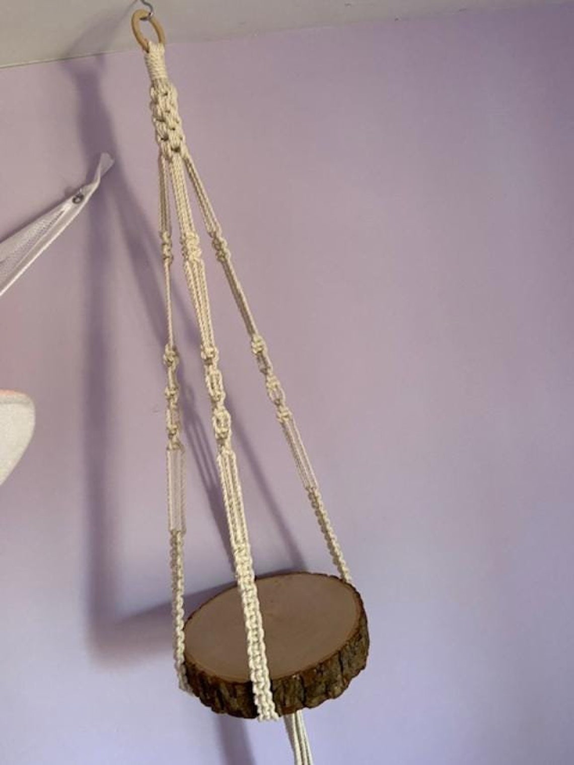 Shelf/macrame Hanging Shelf/ Macrame Wood Slab Hanger/ Macrame Plant ...