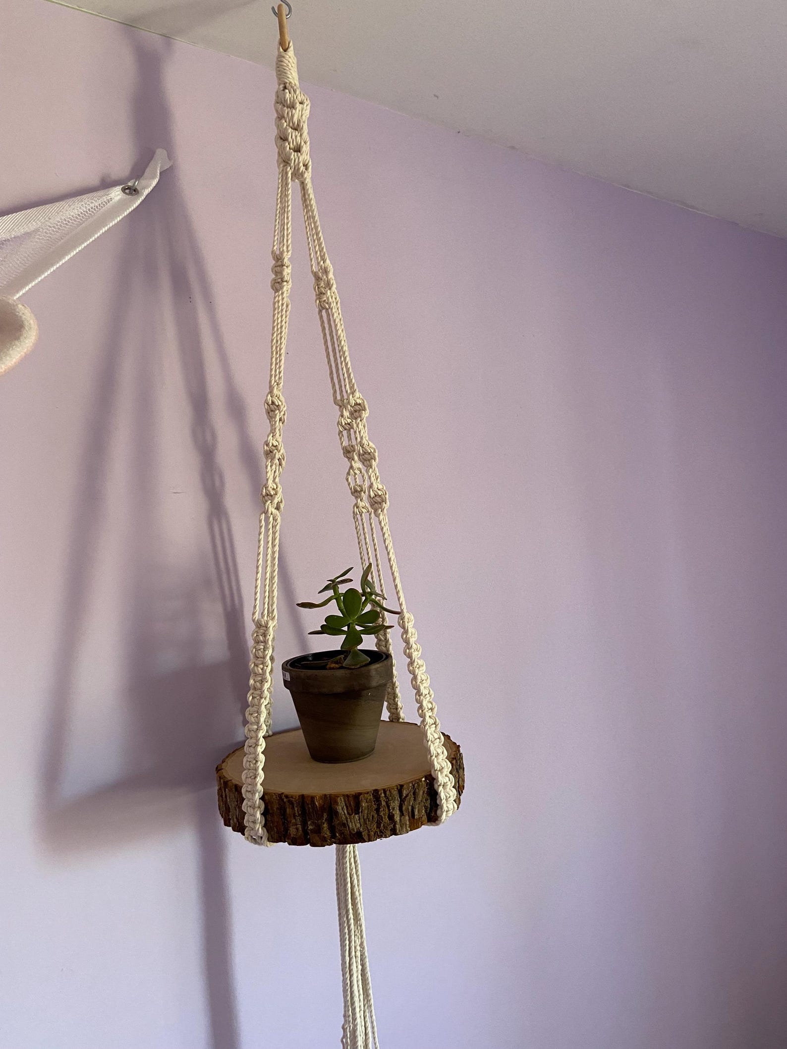 Shelf/macrame Hanging Shelf/ Macrame Wood Slab Hanger/ Macrame Plant ...