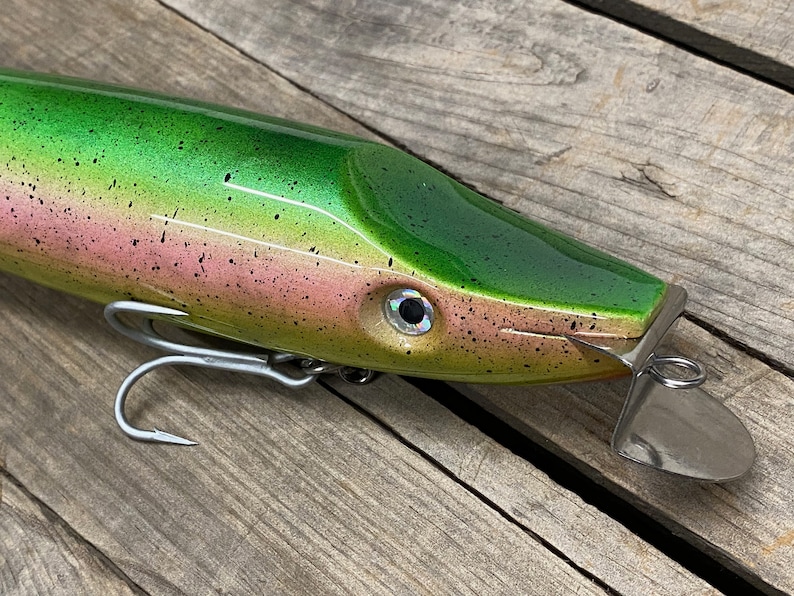 Massive Custom Rainbow Trout Pattern Pikie Wooden Fishing Lure - Etsy