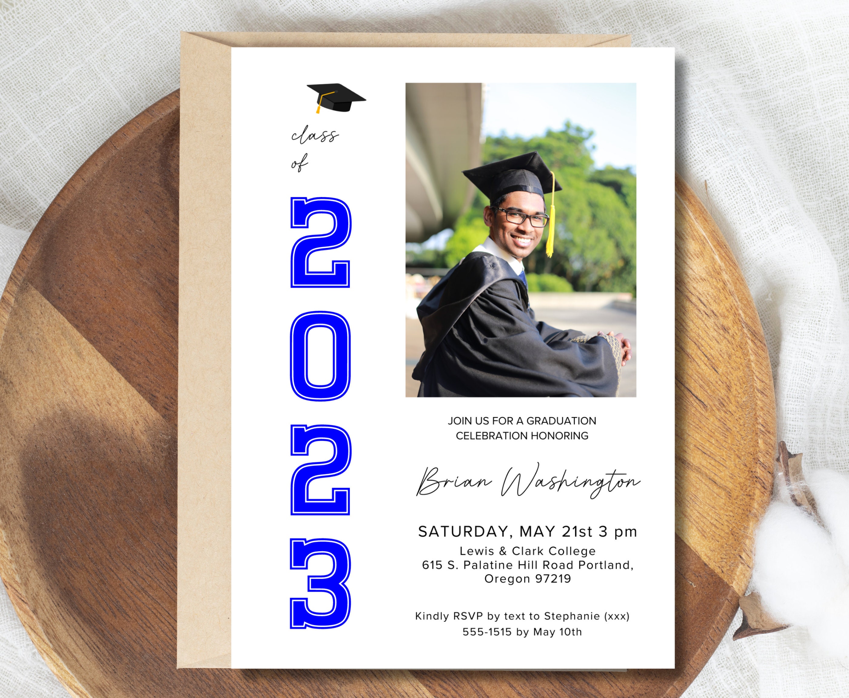 Blue Graduation Photo Invite| High School Grad | Grad Announcement ...
