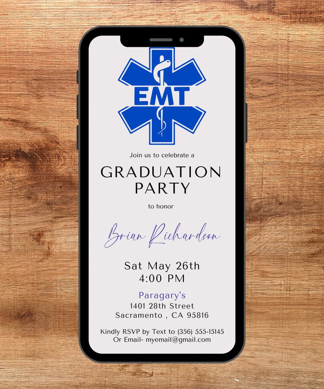 EMT Digital Graduation Party Invitation | EMT Party Evite | Editable ...
