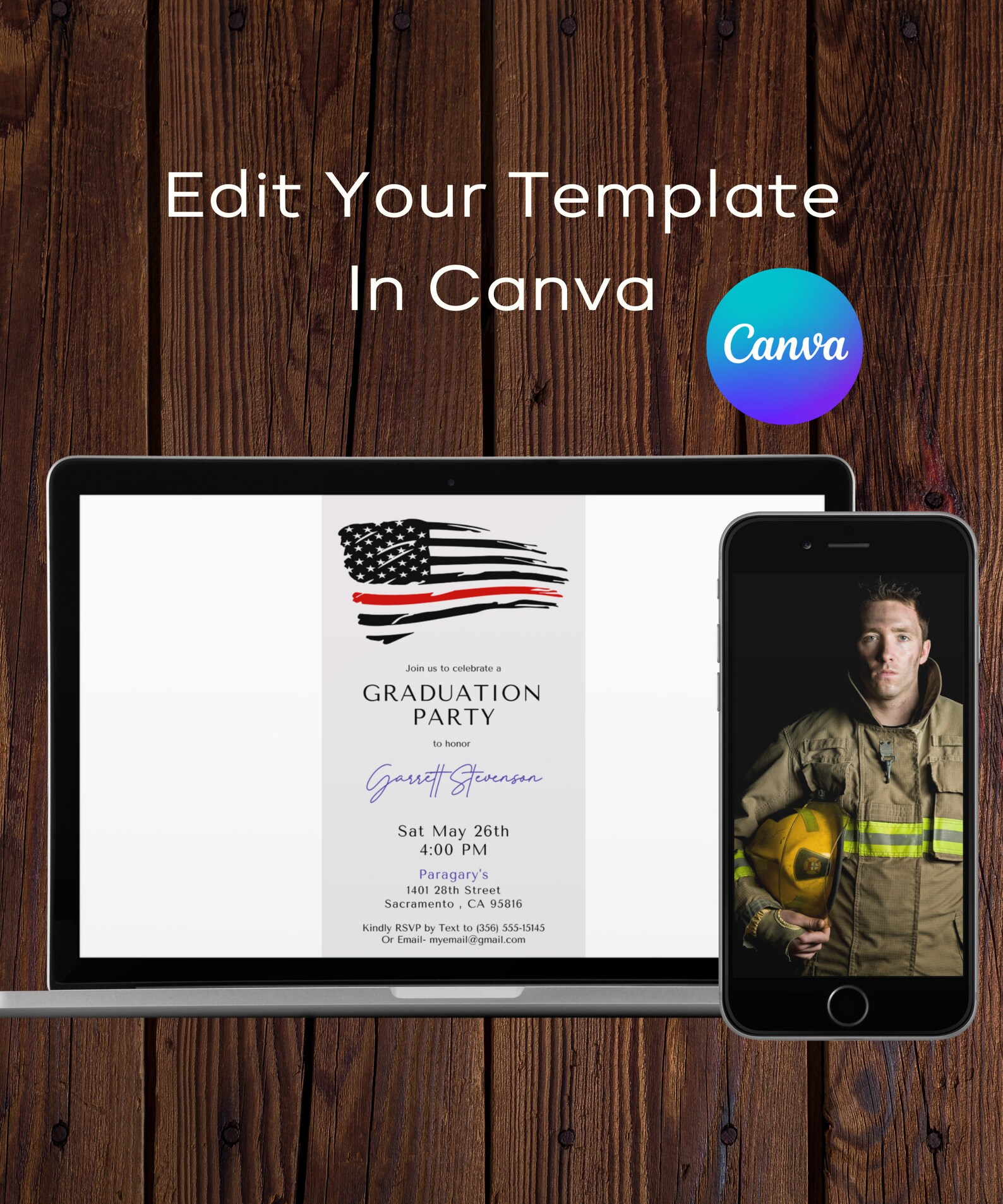 Fireman Graduation Party Invitation Fire Graduation Fireman Graduation ...