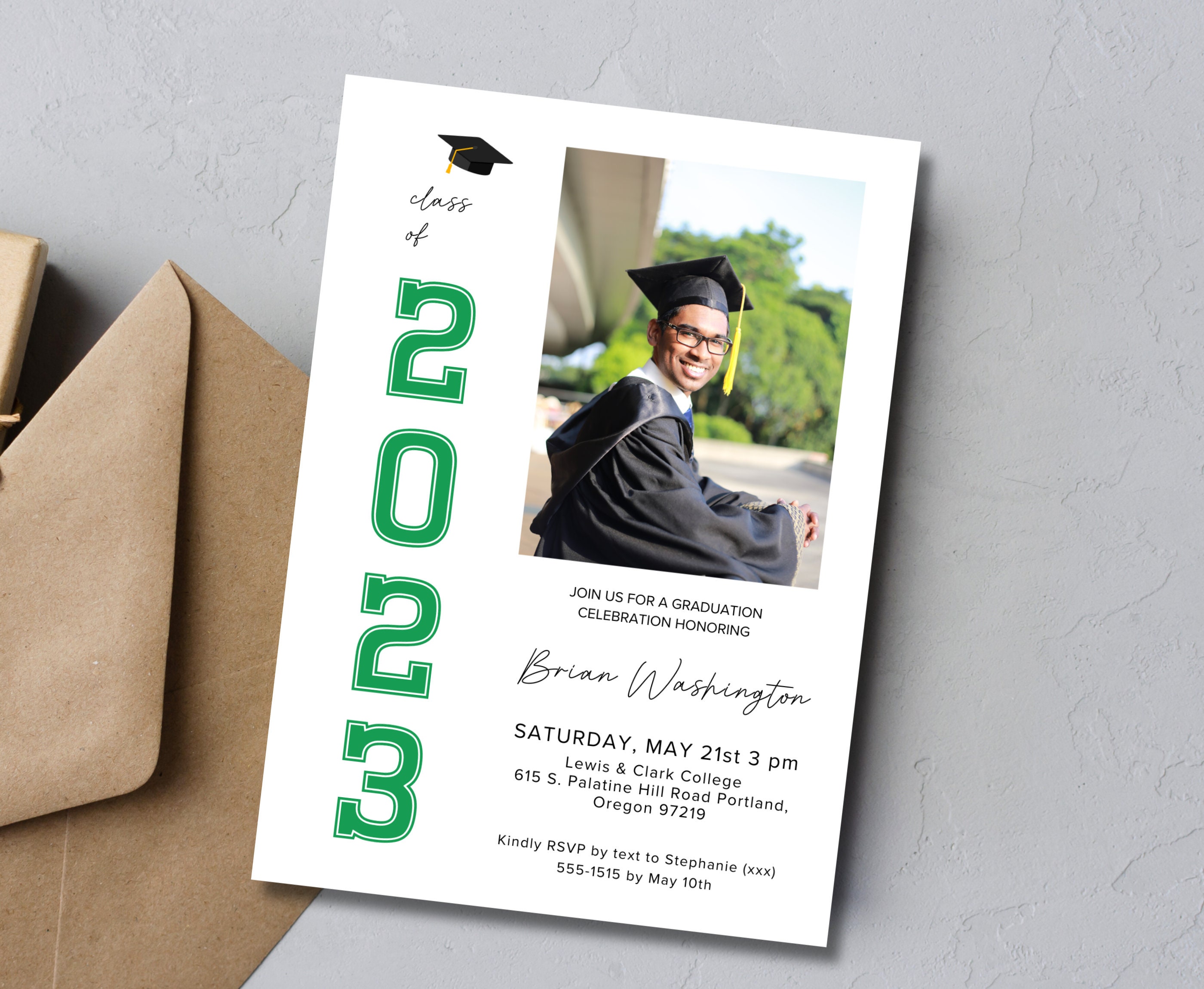 Graduation Photo Invitation Printable Template Announcement | Guy ...