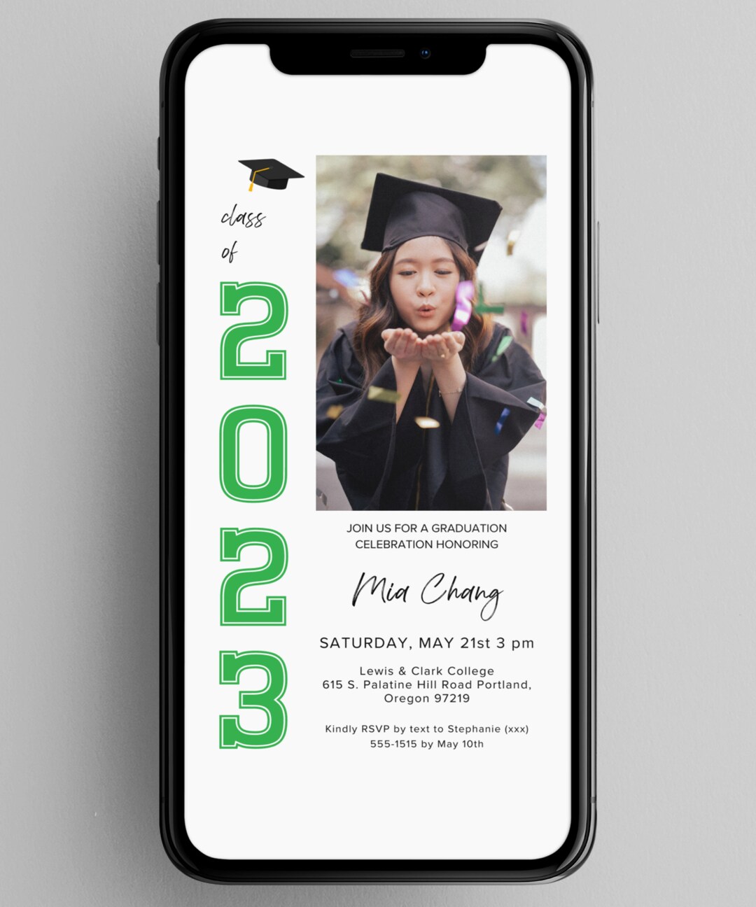 Green Evite Graduation Invitation | Digital Grad Announcement | Photo ...