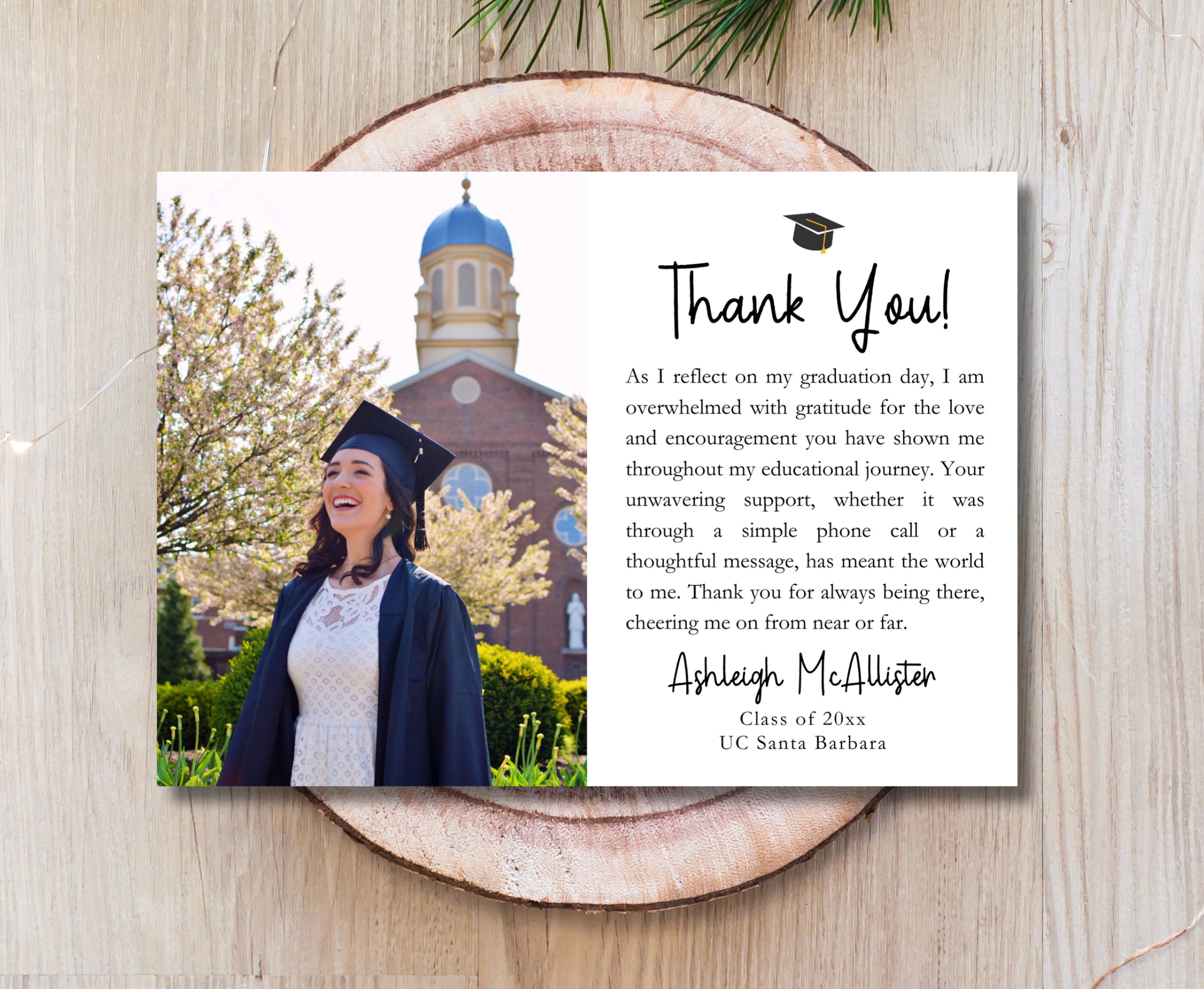 Graduation Thank You Photo Card Printable Template | Modern Graduation ...