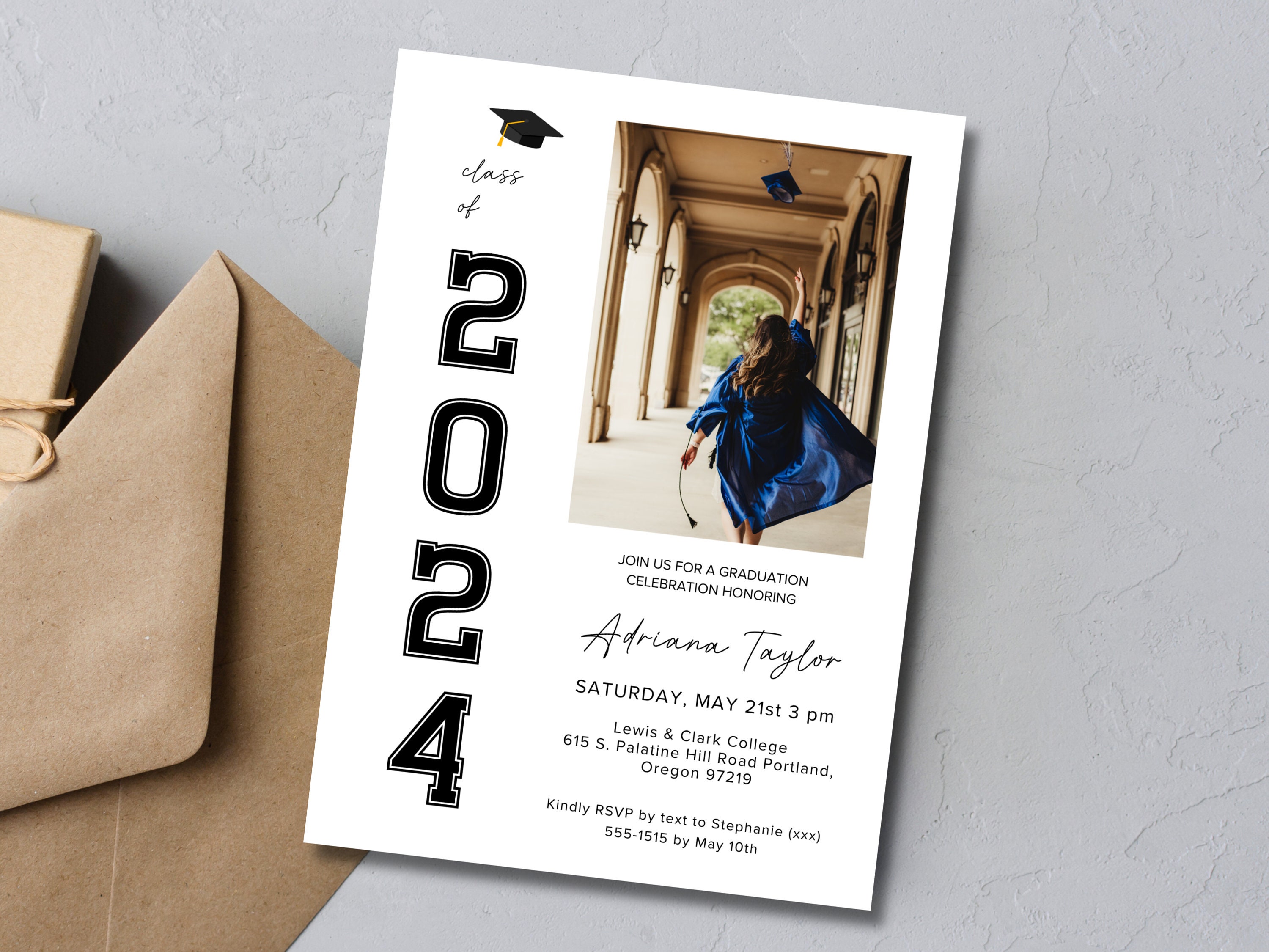 Graduation Photo Invitation Printable Template Announcement Guy ...