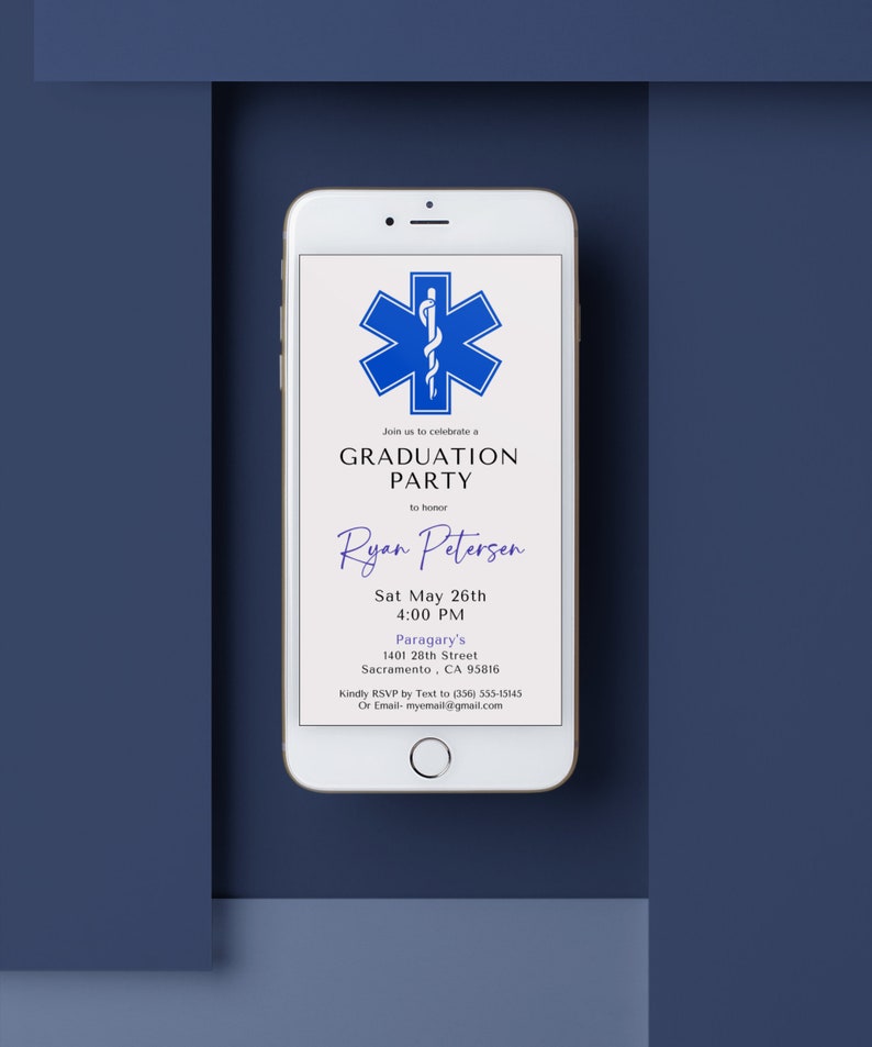 EMT Digital Graduation Party Invitation | EMT Party Evite | Editable ...