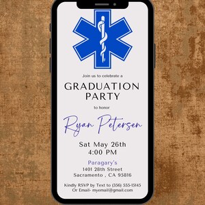 EMT Digital Graduation Party Invitation | EMT Party Evite | Editable ...